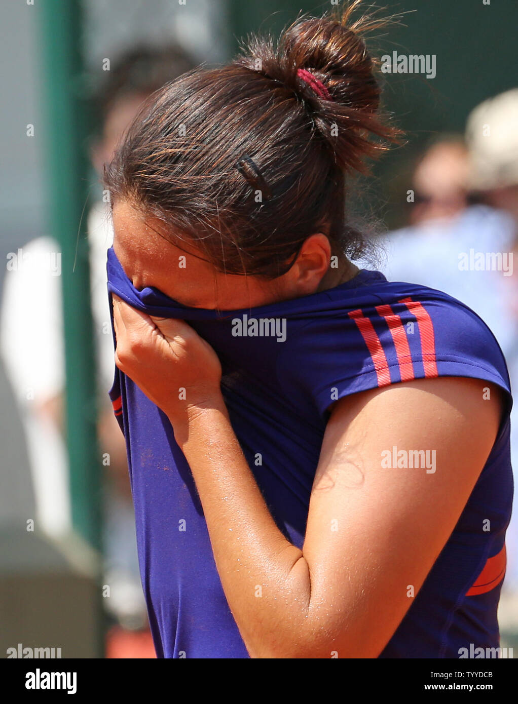 American Jamie Hampton reacts after retiring from her French Open ...