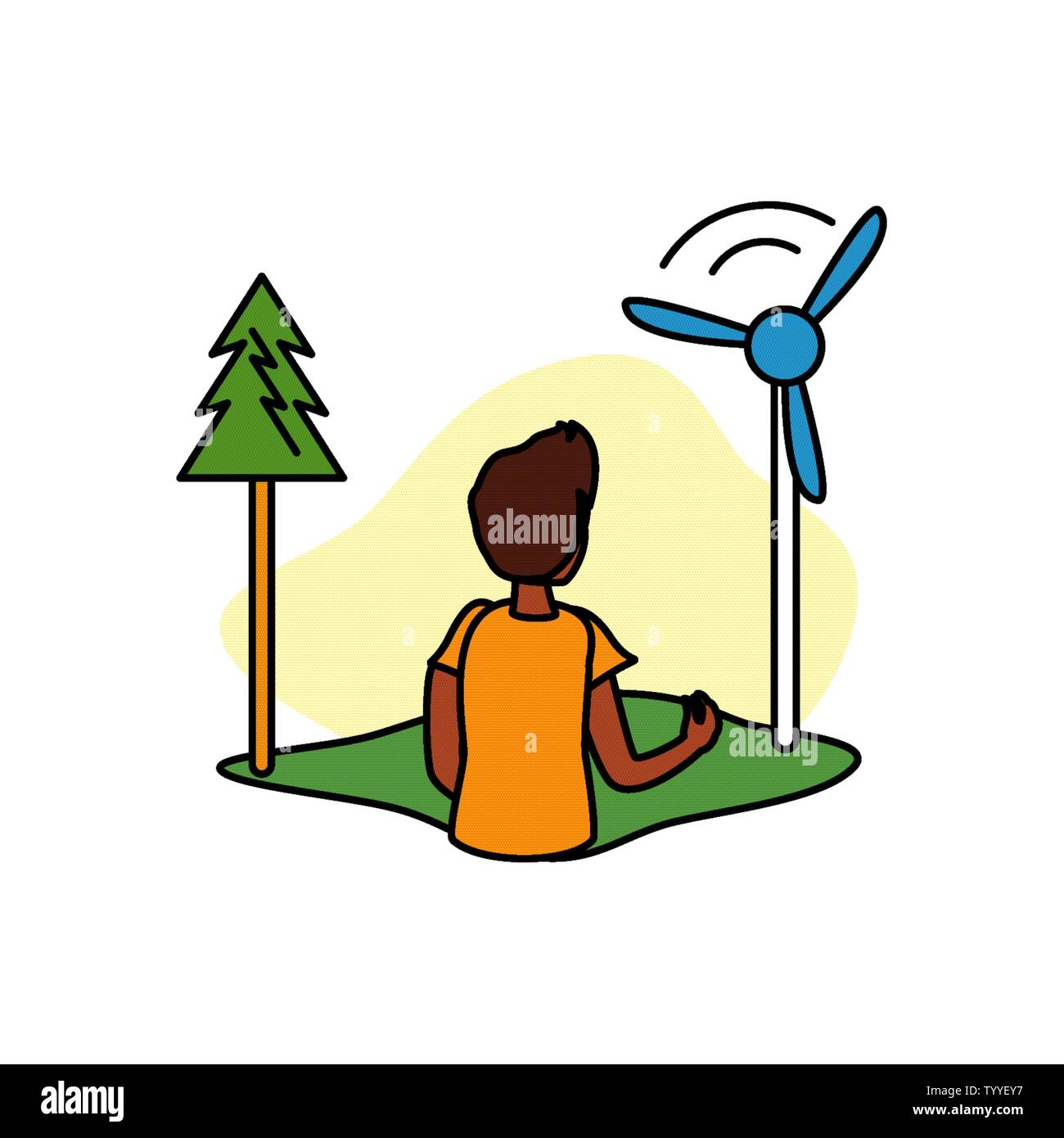 Avatar man and wind mill design, Sustainability eco friendly green ...