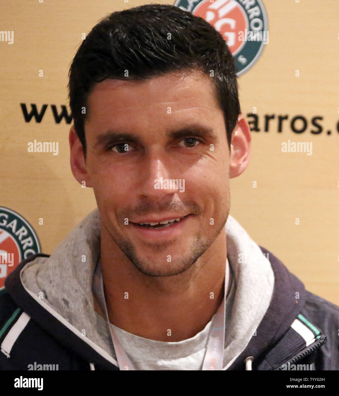 Romanian Victor Hanescu gives an interview during the French Open ...