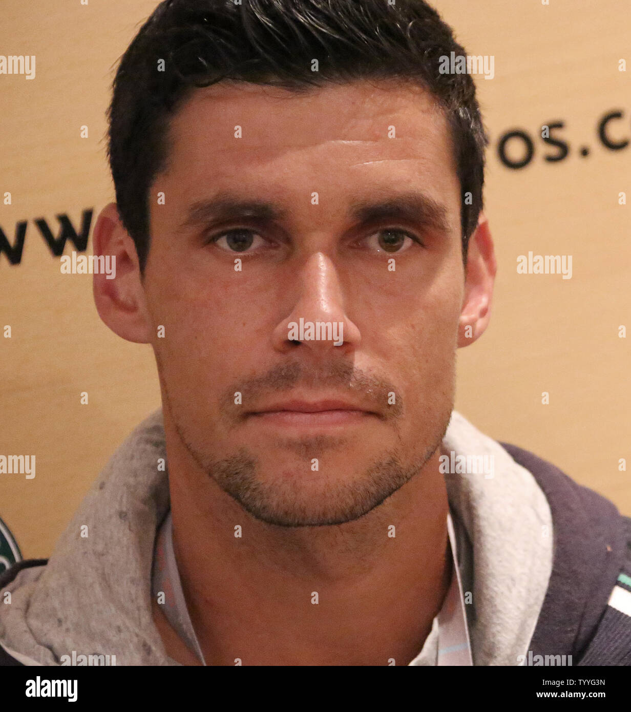 Romanian Victor Hanescu gives an interview during the French Open ...