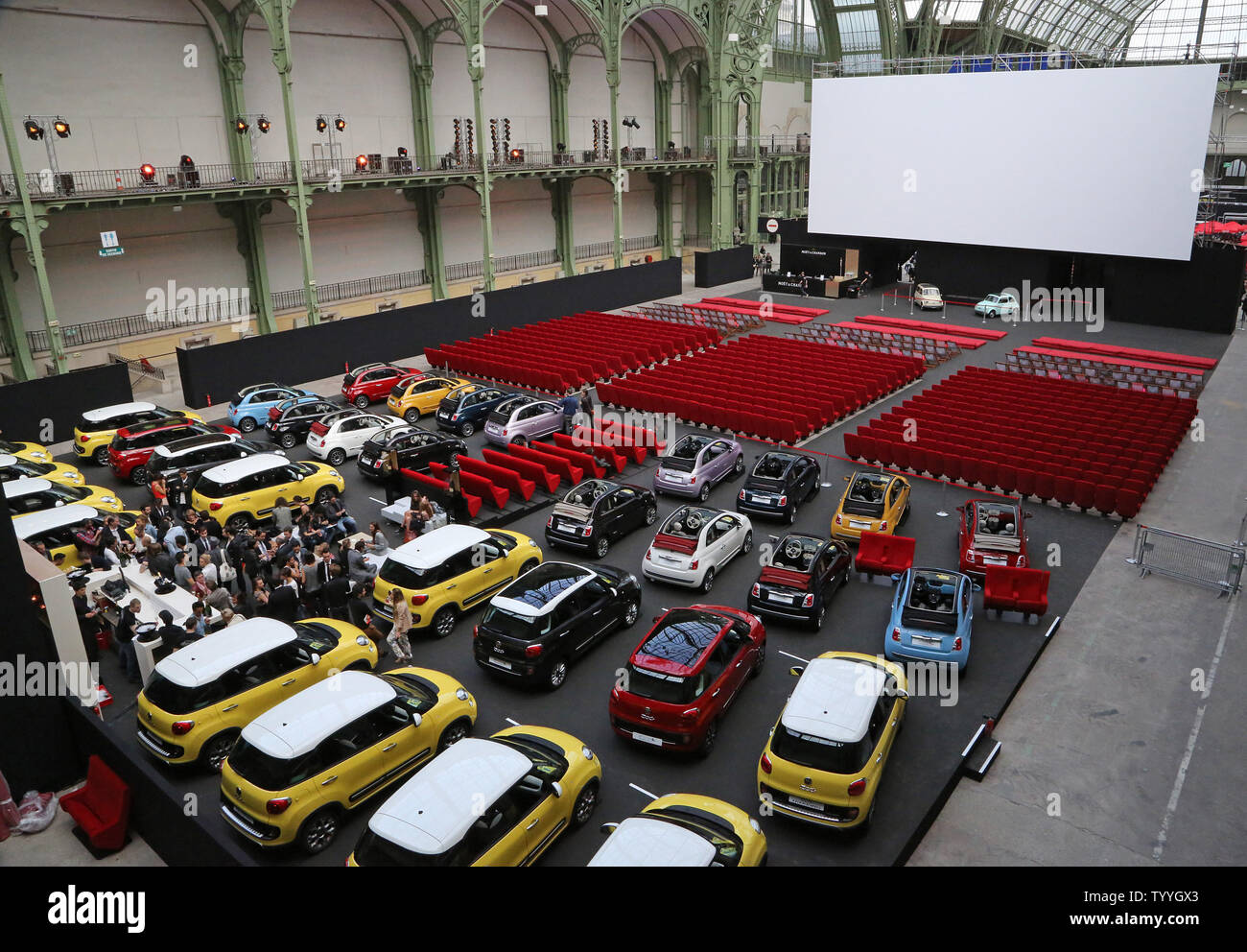 An American-style drive-in cinema, along with open-top Fiat 500 cars to ...