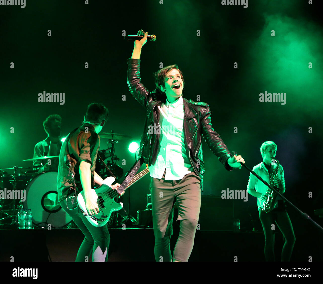 Nate Ruess of the American indie pop band Fun performs in concert at ...