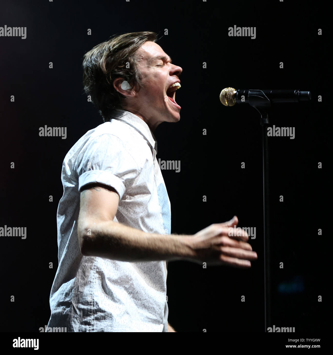 Nate Ruess of the American indie pop band Fun performs in concert at ...