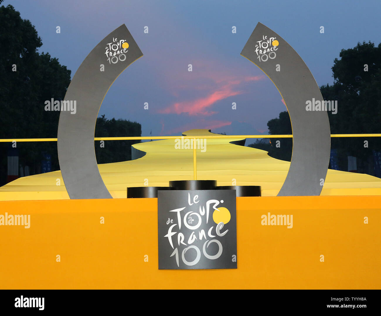 The presentation podium of the Tour de France is seen in Paris on July ...