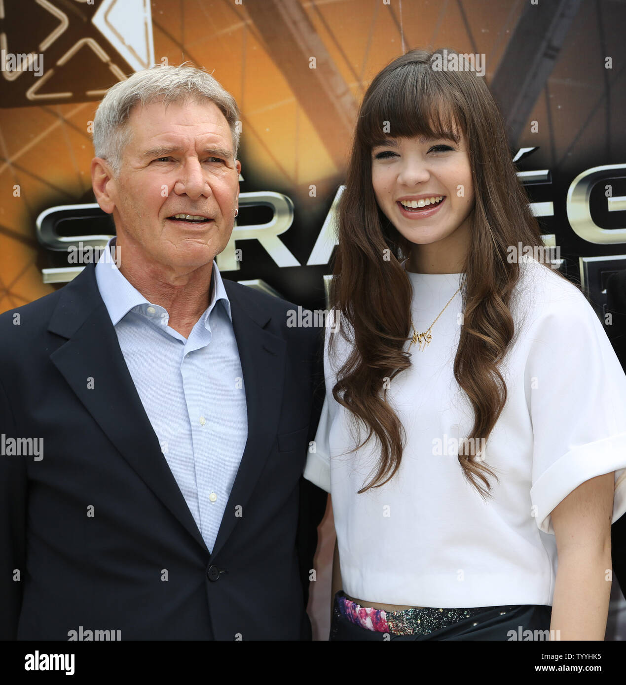 Harrison Ford (L) and Hailee Steinfeld arrive at a photo call for the ...
