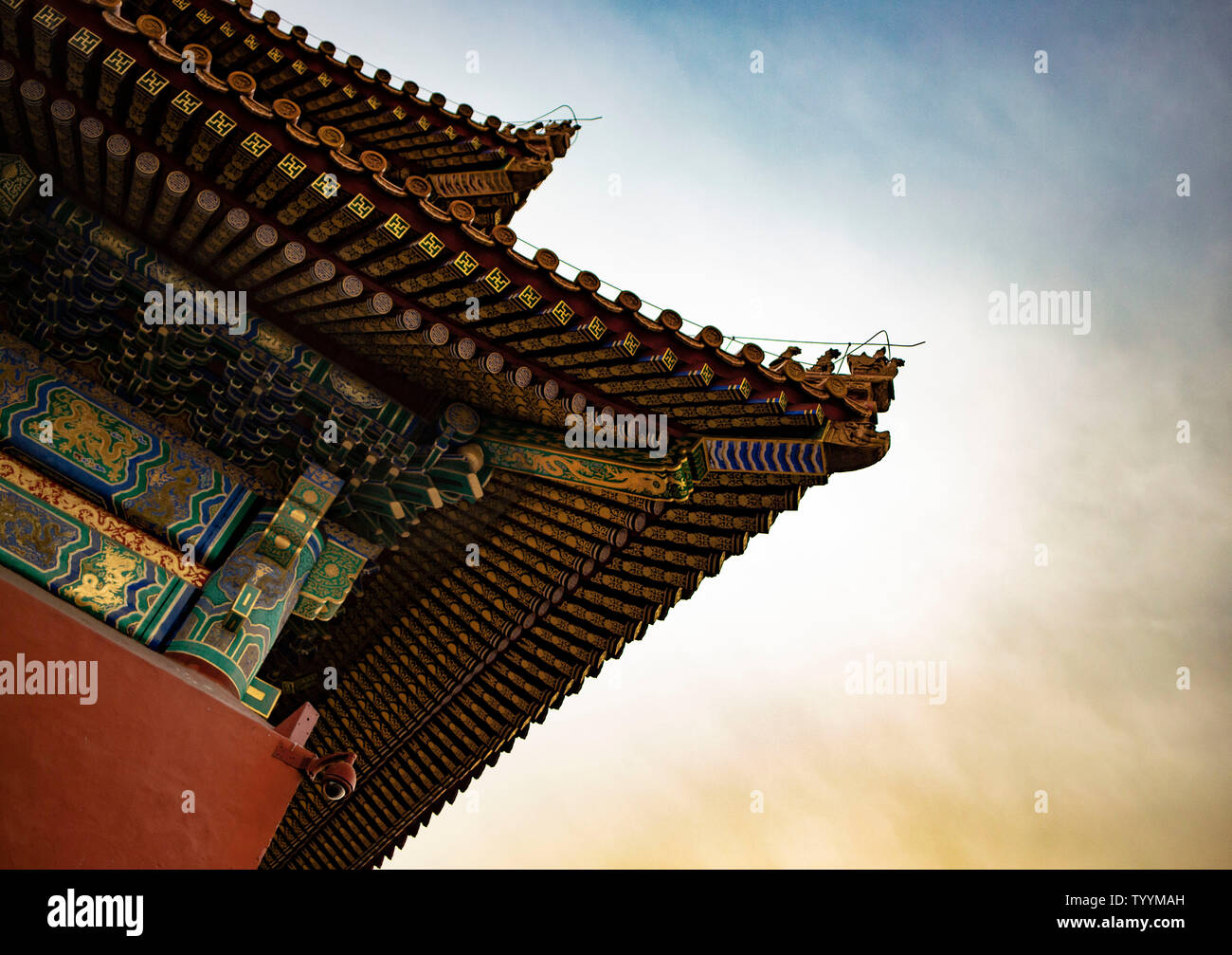 The Forbidden City, ancient buildings, the sunset by the sea Stock ...