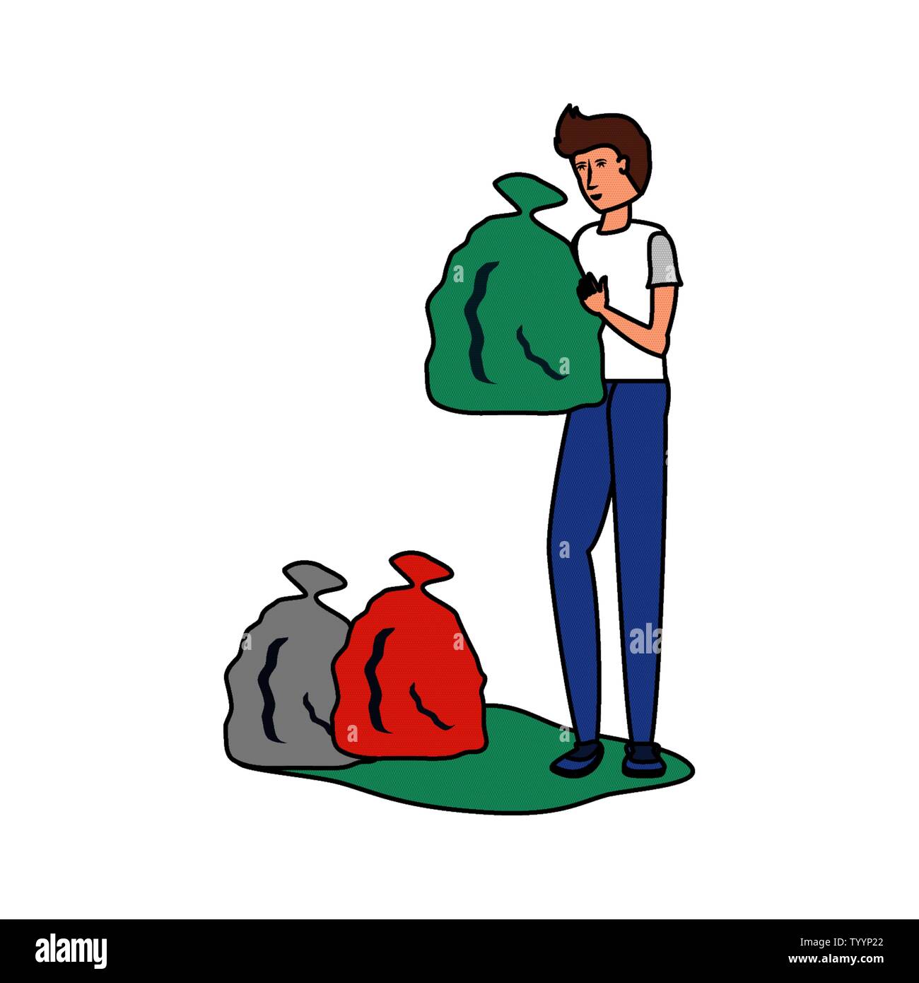 Avatar man with trash bag design, Garbage recycle ecology eco save and ...