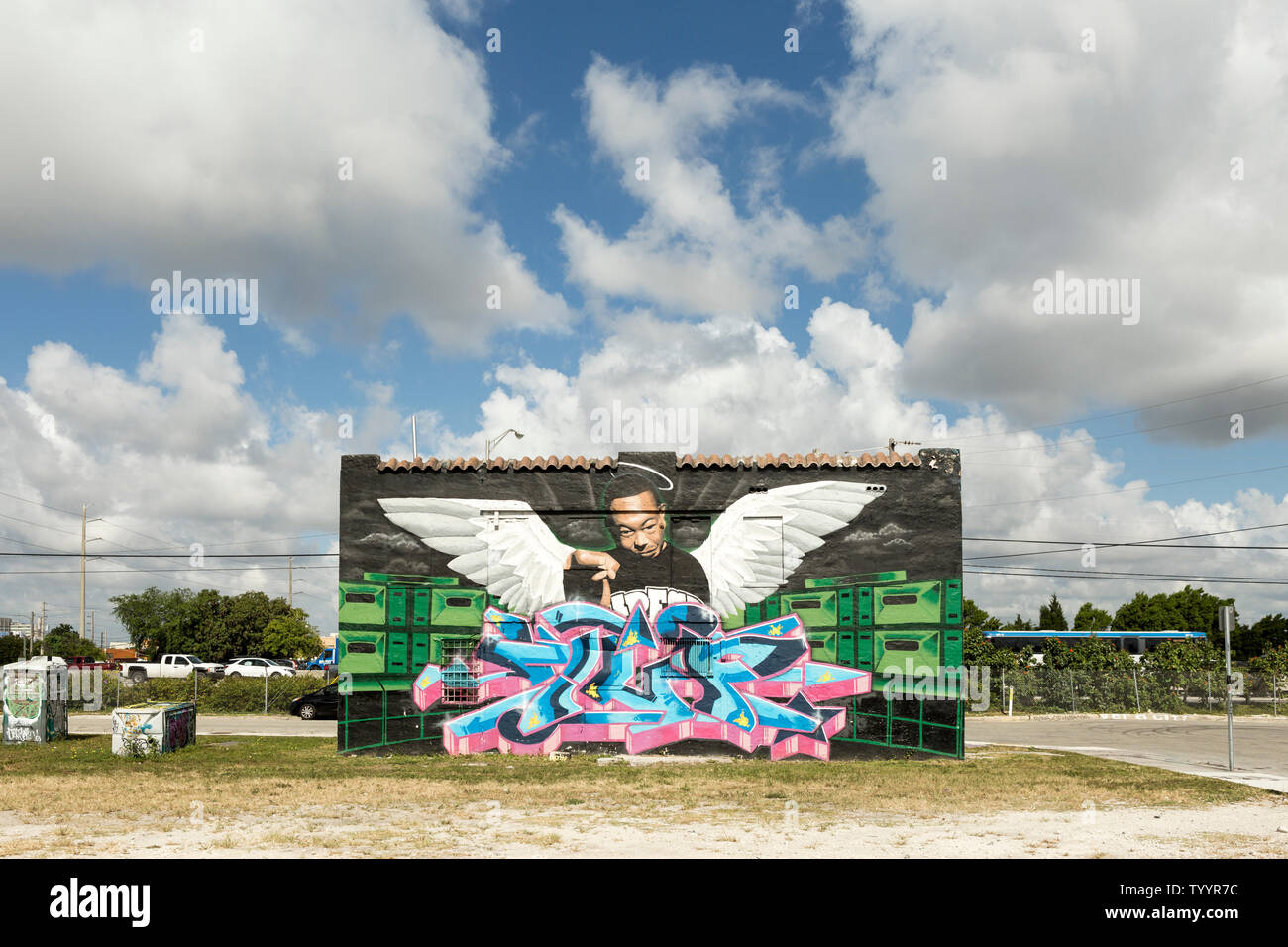 Graffiti on the wall of a commercial building in the Wynwood area of ...
