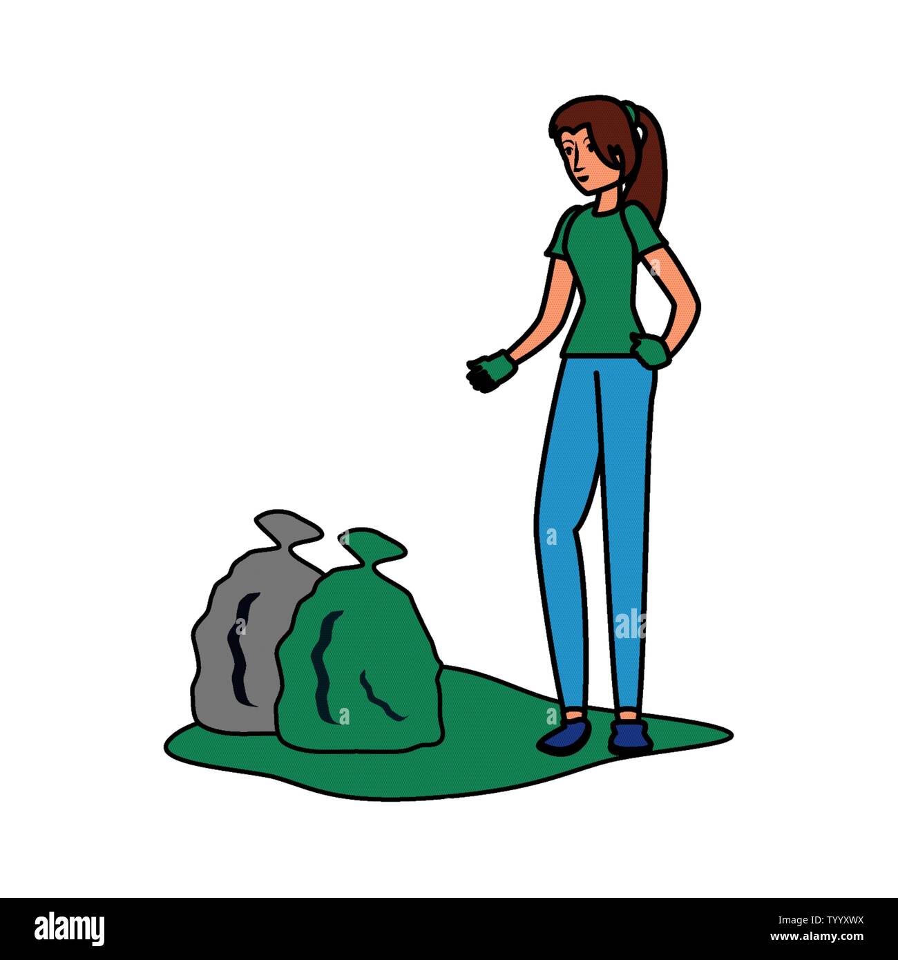 Avatar woman with trash bag design, Garbage recycle ecology eco save ...