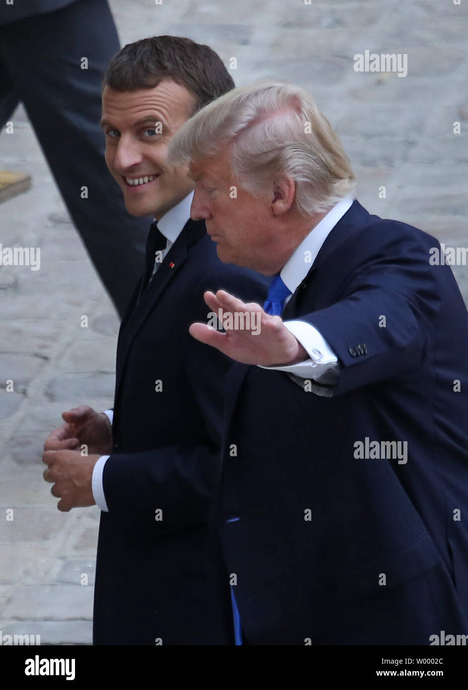 French President Emmanuel Macron (L) and U.S. President Donald Trump ...