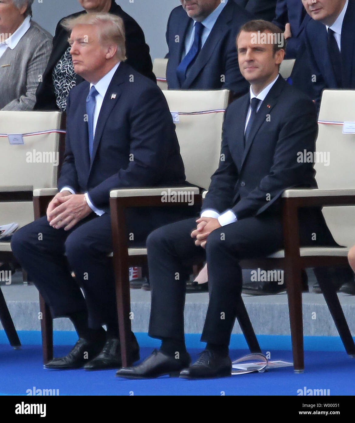 U.S. President Donald Trump (L) and French President Emmanuel Macron ...