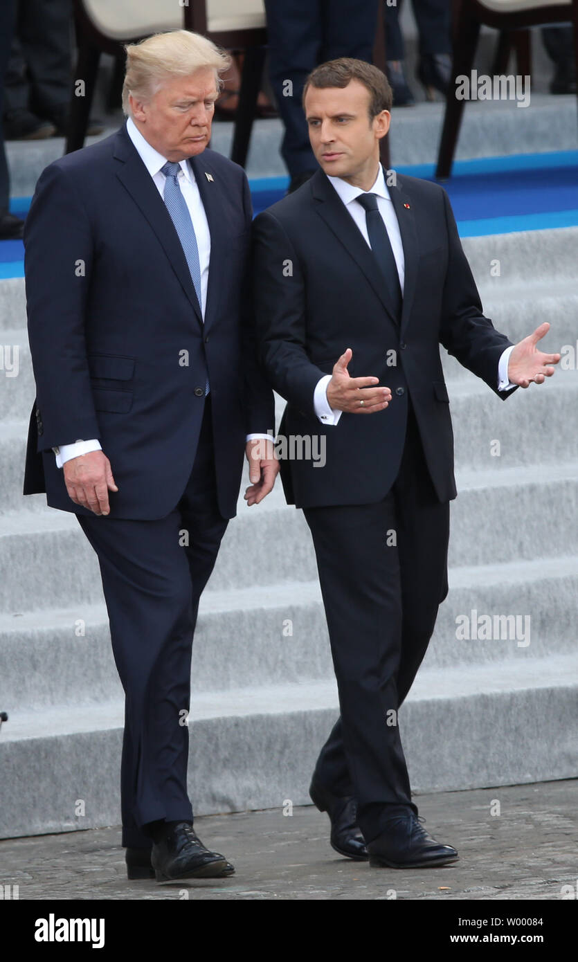 French President Emmanuel Macron (R) and U.S. President Donald Trump ...