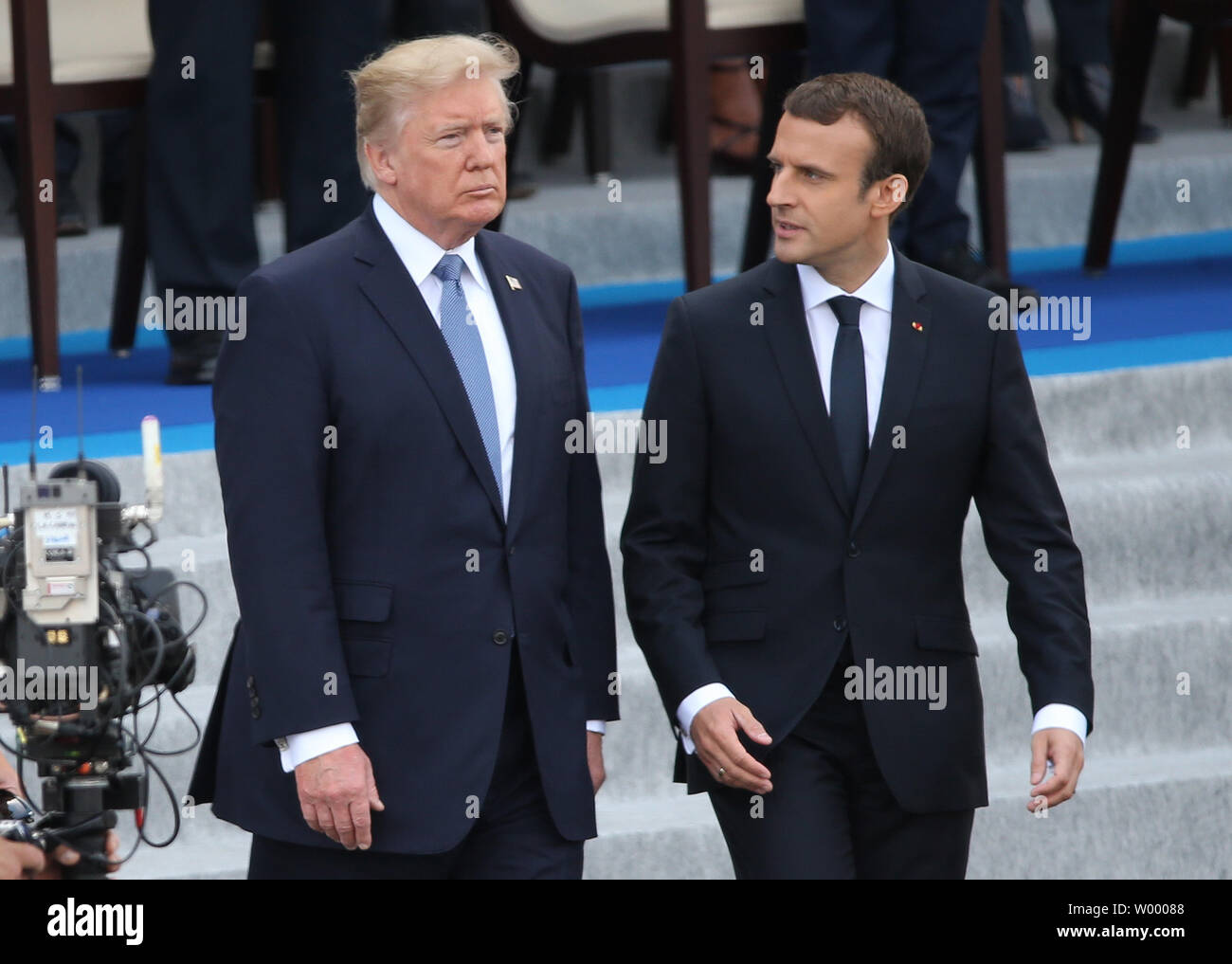 French President Emmanuel Macron (R) and U.S. President Donald Trump ...