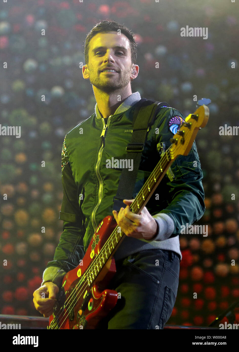 Guy Berryman of Coldplay performs in concert at the Stade de France ...