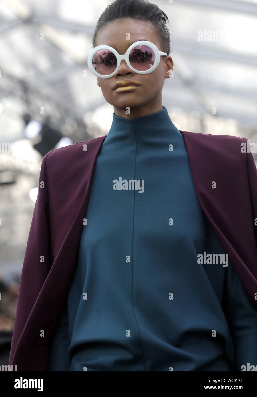 A model takes to the catwalk during the presentation of Guy Laroche's ...