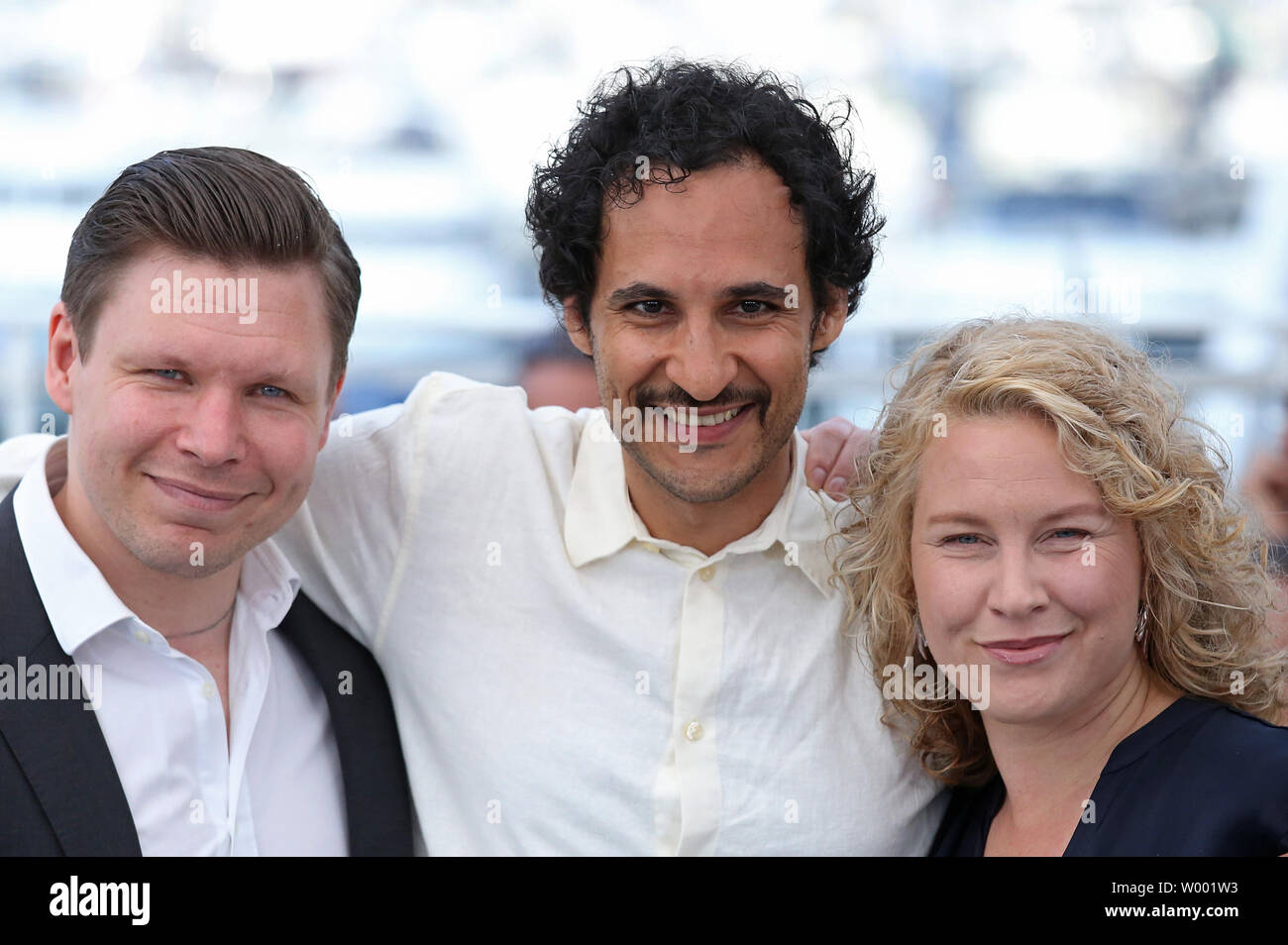 Eero Milonoff (L), Ali Abbasi (C) and Eva Melander arrive at a ...