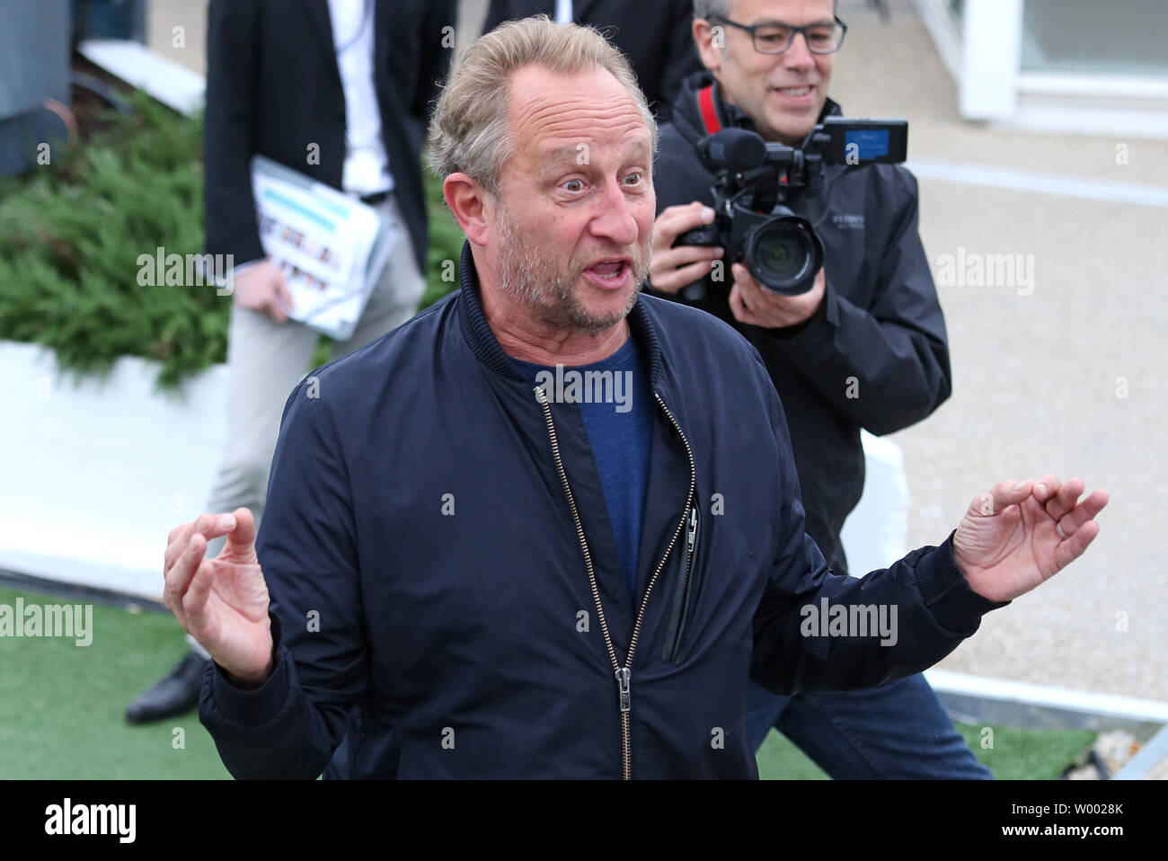 Benoit Poelvoorde arrives at a photocall for the film "Le grand bain ...