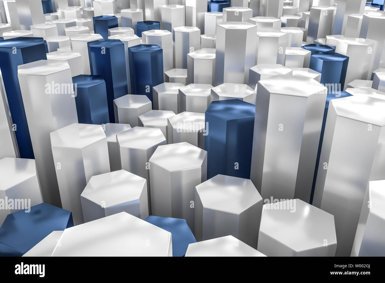 Hexagonal column dispersion, three-dimensional rendering Stock Photo ...