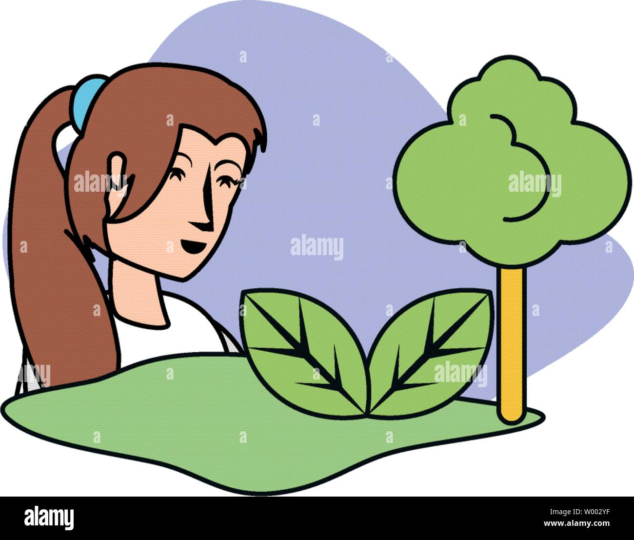 Avatar woman with tree design, Nature plant summer season environment ...