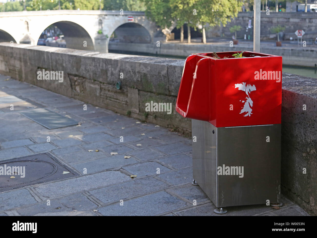 A new, open-air urinal is seen on Ile Saint-Louis in Paris on August 16 ...