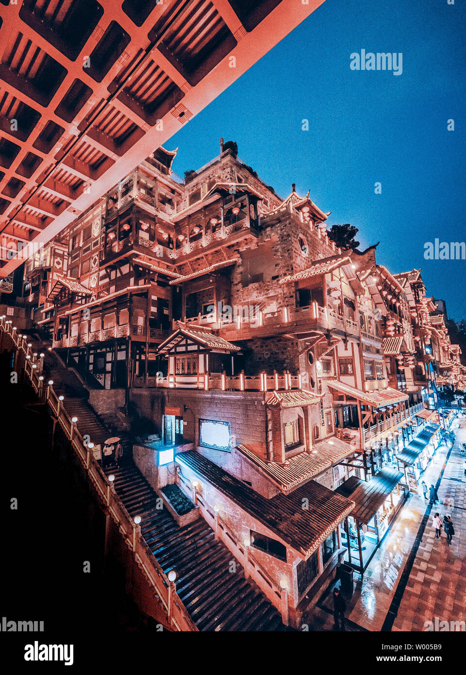 Night view of Hongya Cave, Chongqing Stock Photo - Alamy