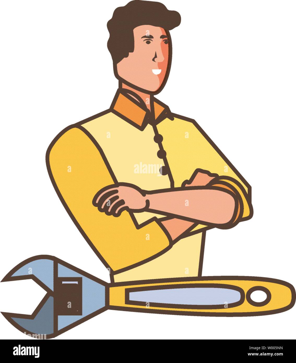 Avatar man and wrench design, under construction work repair progress ...