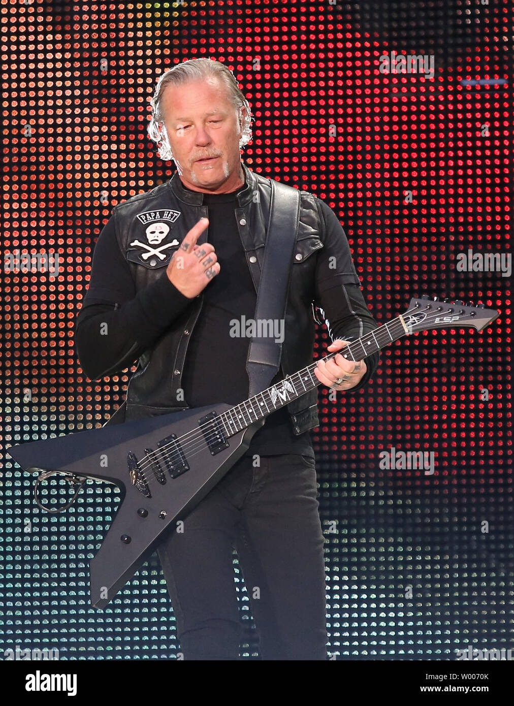 James Hetfield of Metallica performs in concert at the Stade de France ...