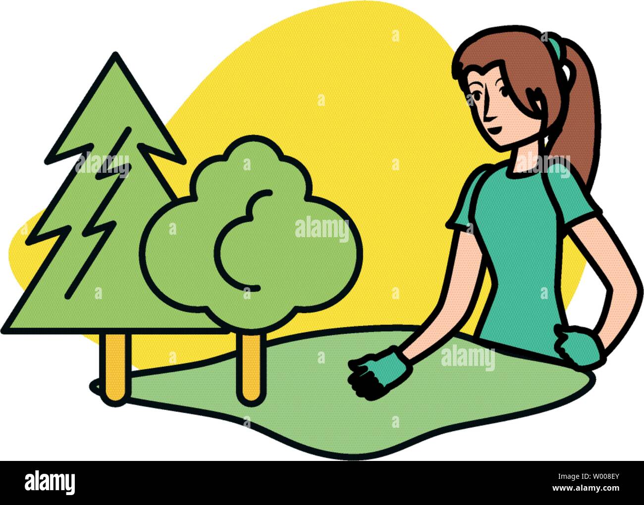 Avatar woman with trees design, Nature plant summer season environment ...