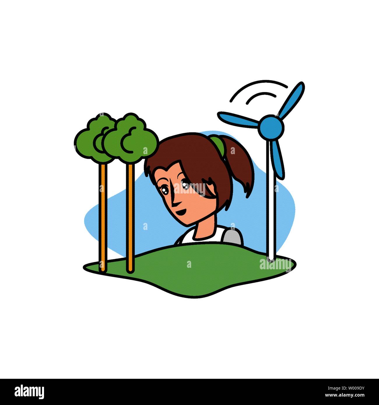 Avatar woman and wind mill design, Sustainability eco friendly green ...