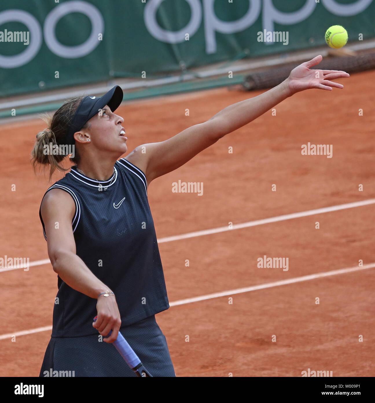 American Madison Keys serves during her French Open women's second ...