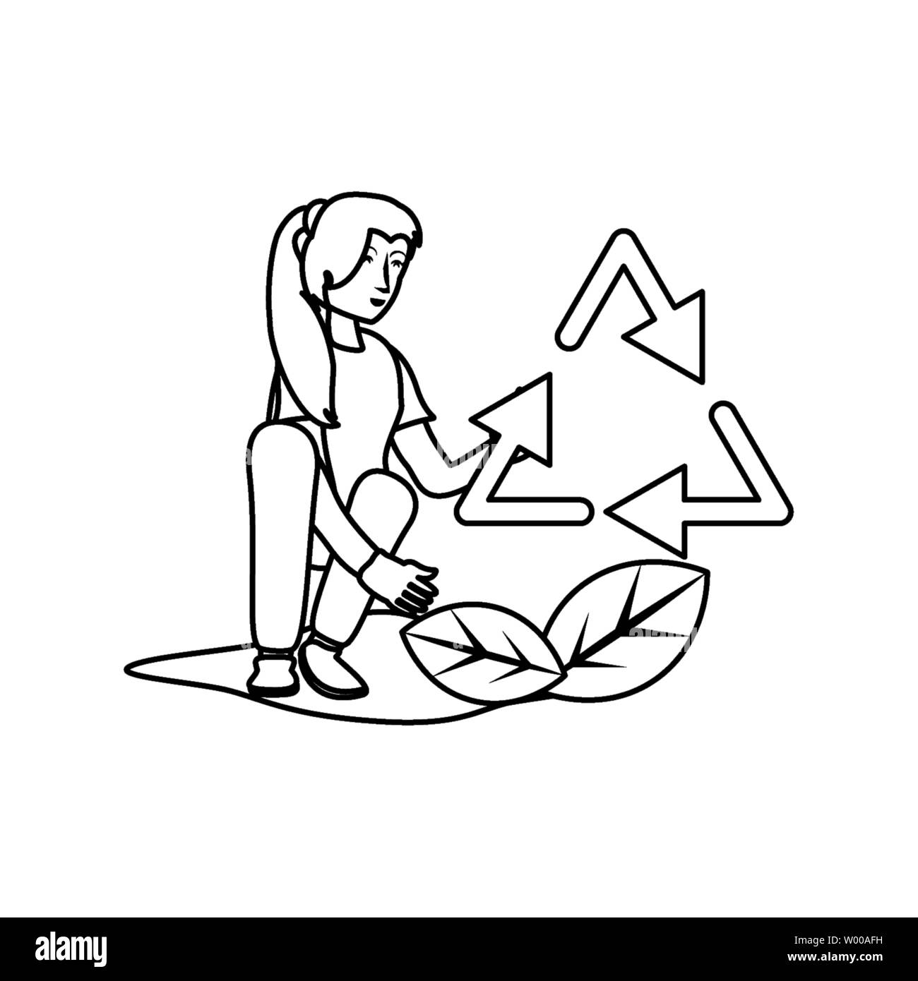 Recycle and avatar woman design, Ecology eco save green natural ...