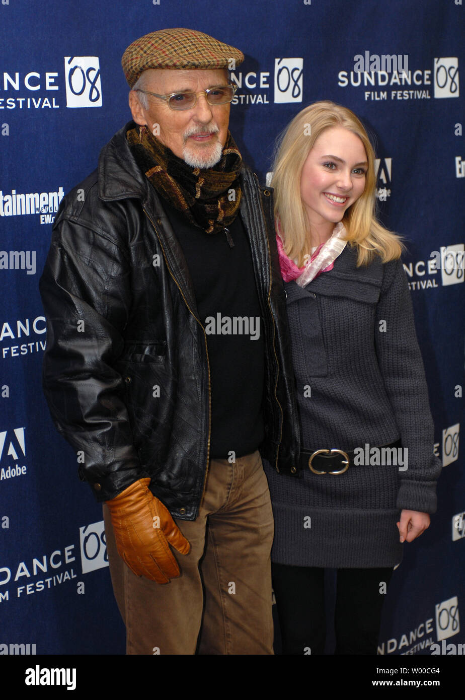 Actor Dennis Hopper and actress AnnaSophia Robb attend the premiere of ...