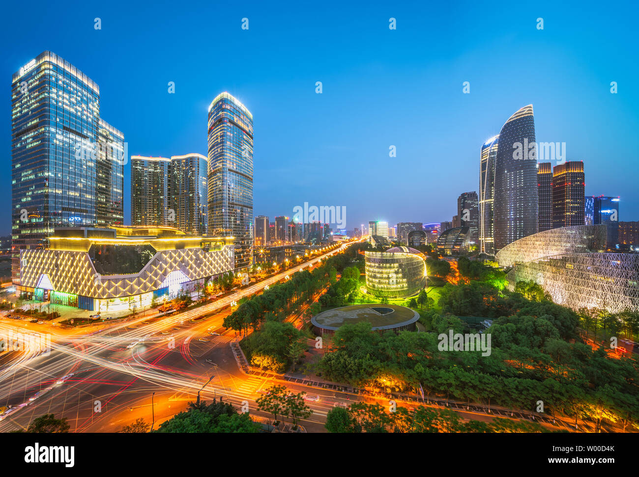 Night view of Tianfu Avenue, Chengdu City Stock Photo - Alamy