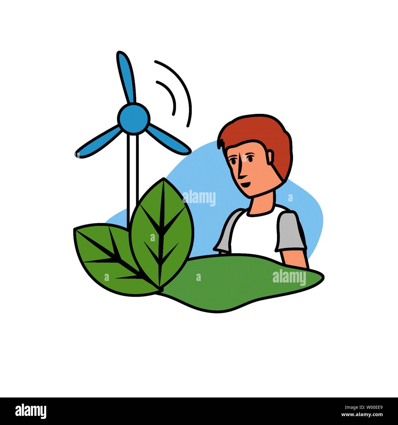 Avatar man and wind mill design, Sustainability eco friendly green ...