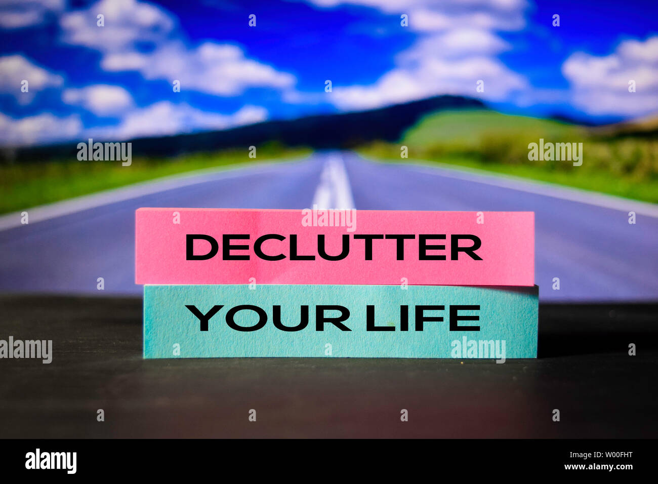 Declutter Your Life on the sticky notes with bokeh background Stock ...