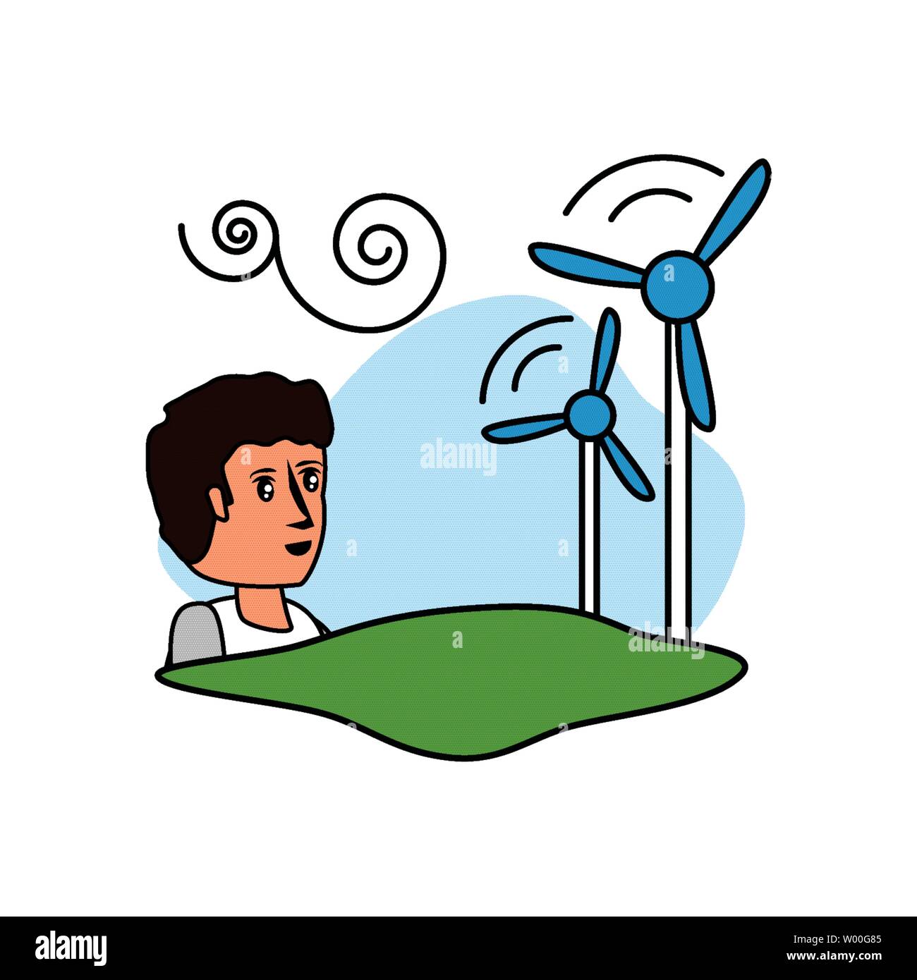 Avatar man and wind mill design, Sustainability eco friendly green ...