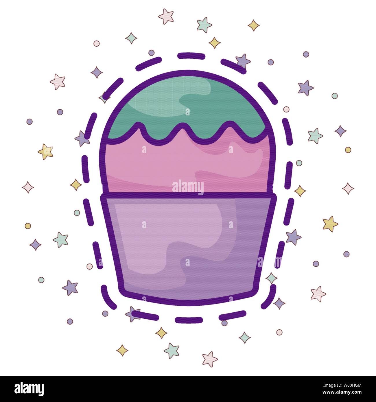 patch with ice cream in cup plastic vector illustration design Stock ...