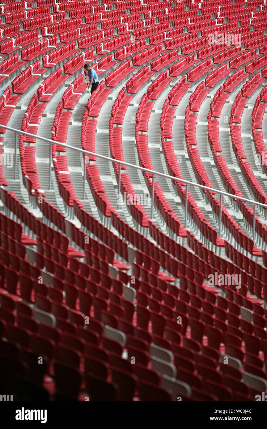 Work continues on preparing the National Stadium, also known as the ...