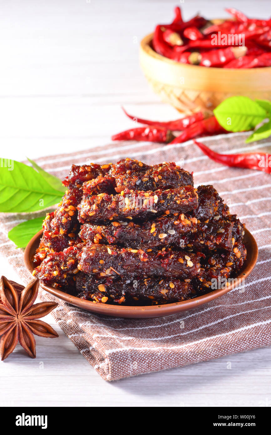 Spicy beef strips Stock Photo - Alamy