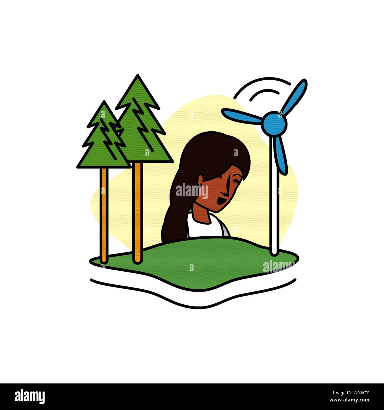 Avatar woman and wind mill design, Sustainability eco friendly green ...