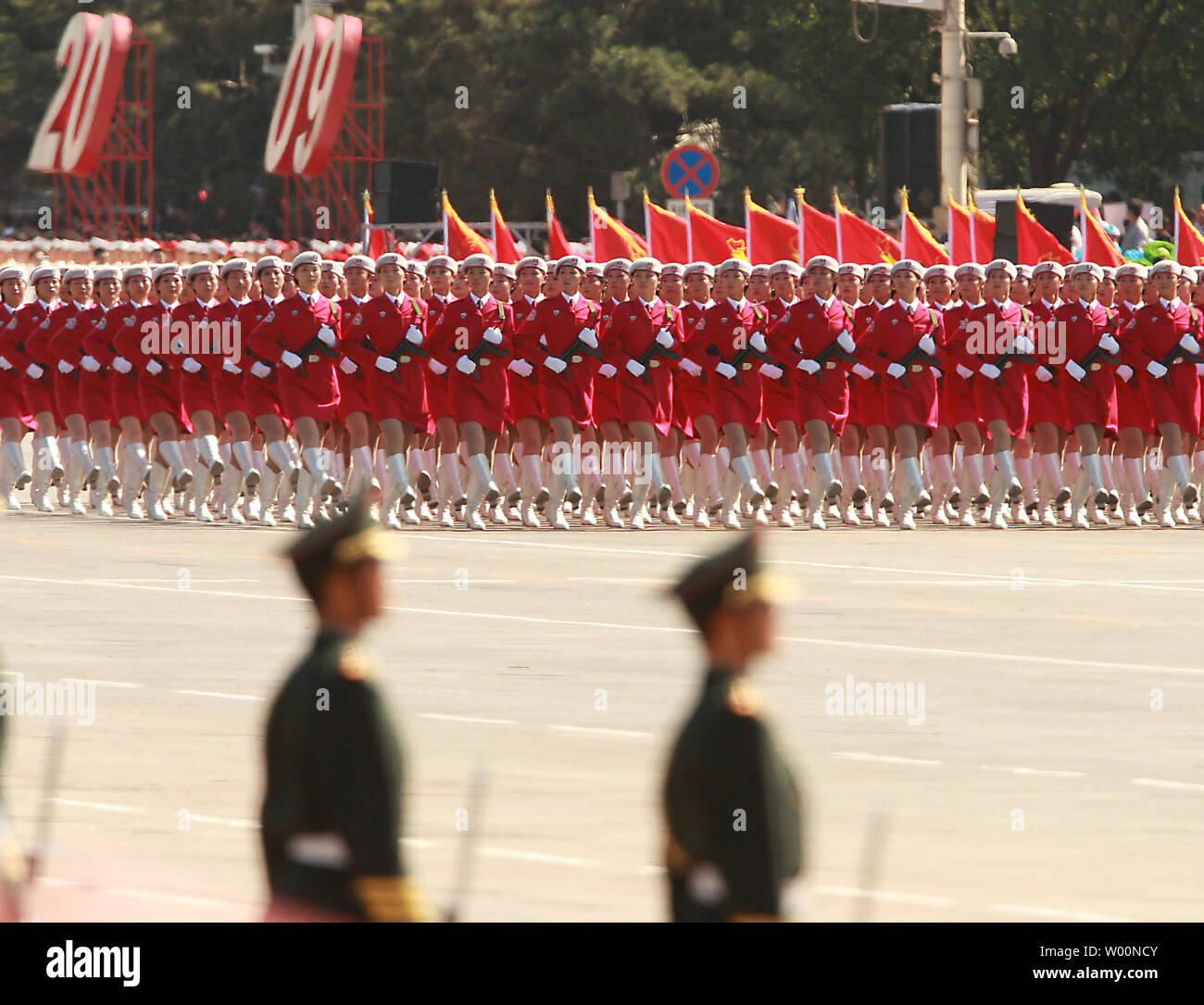 Chinese soldiers participate in a massive military parade celebrating ...