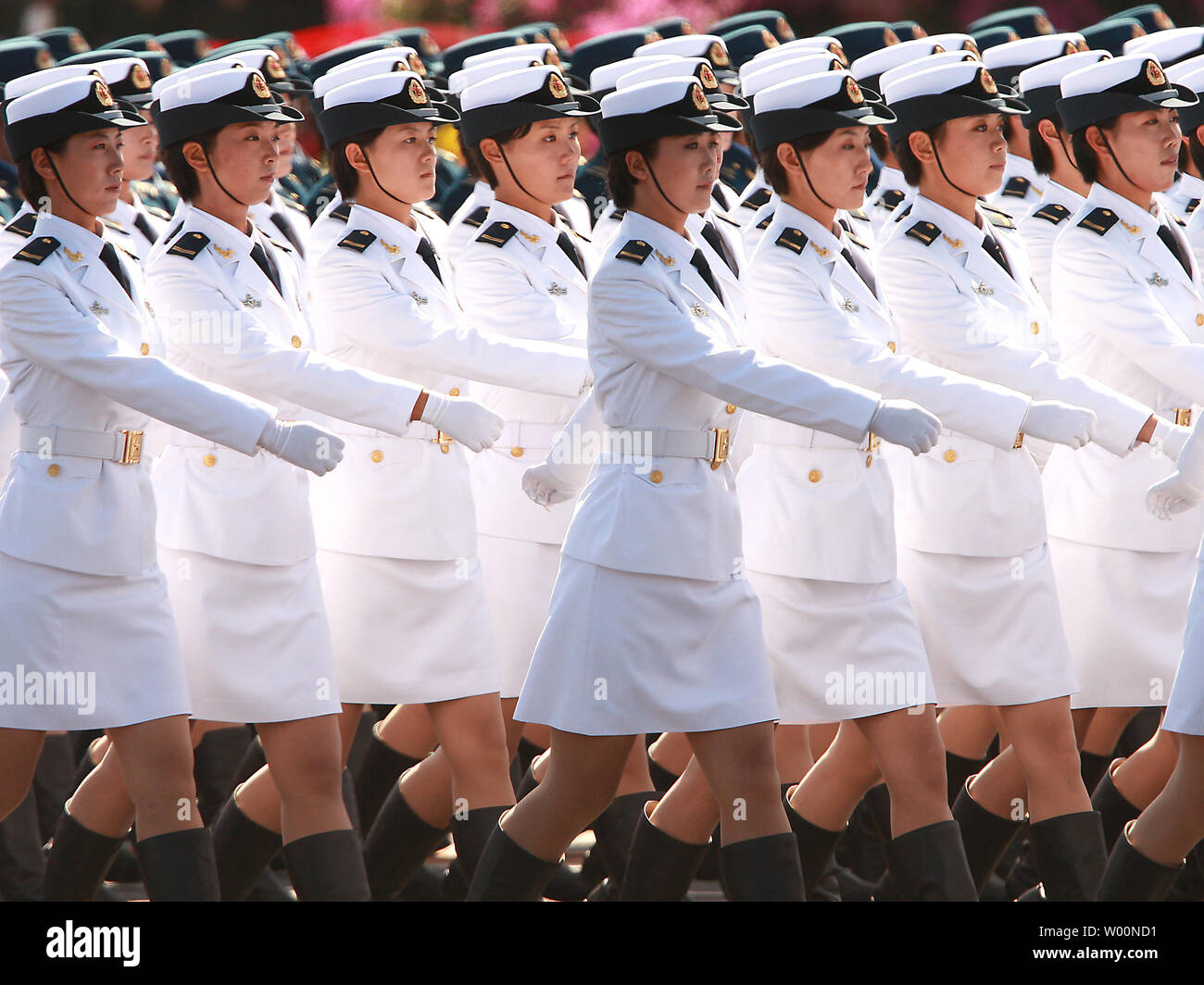 Chinese soldiers participate in a massive military parade celebrating ...