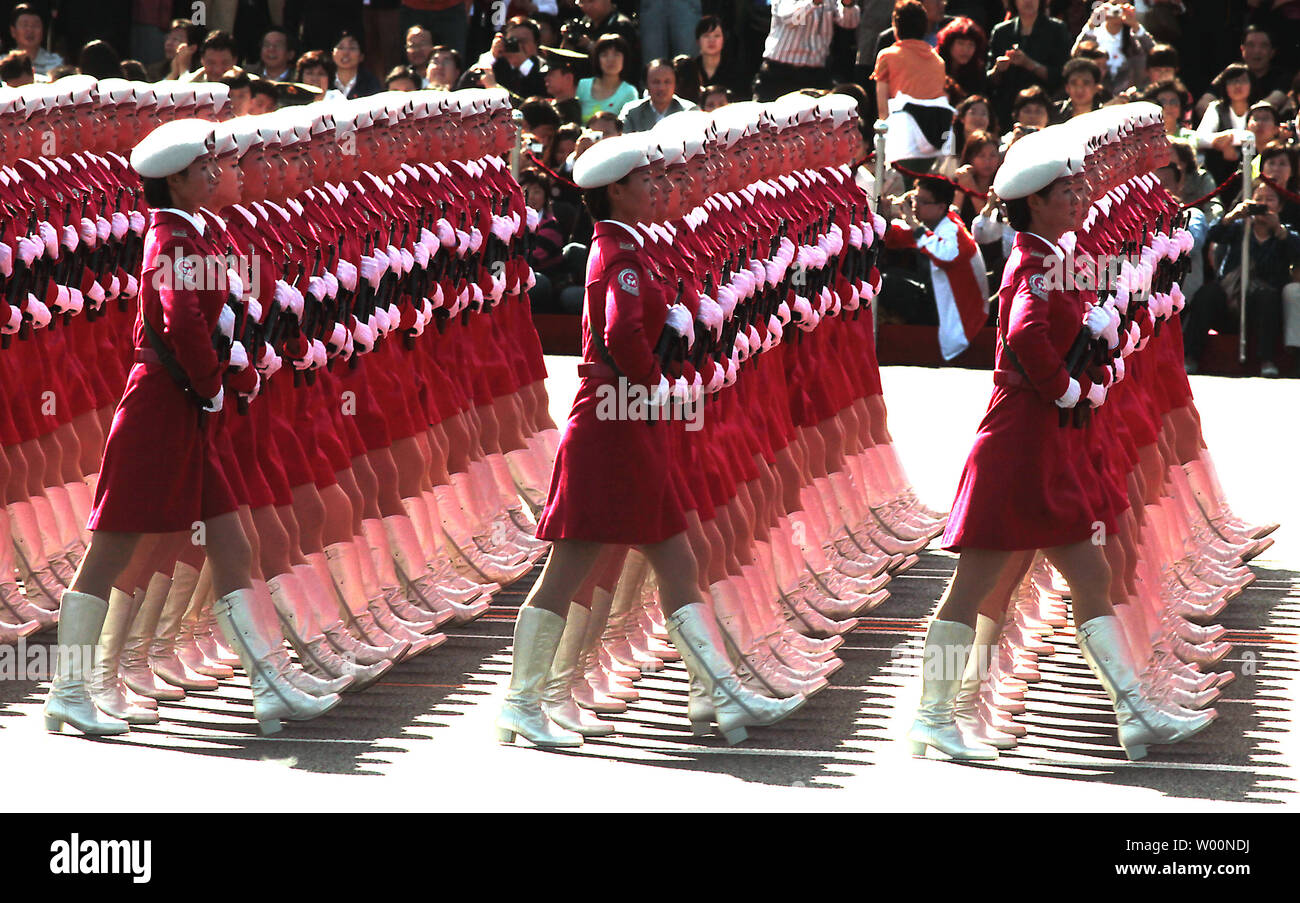 Chinese soldiers participate in a massive military parade celebrating ...