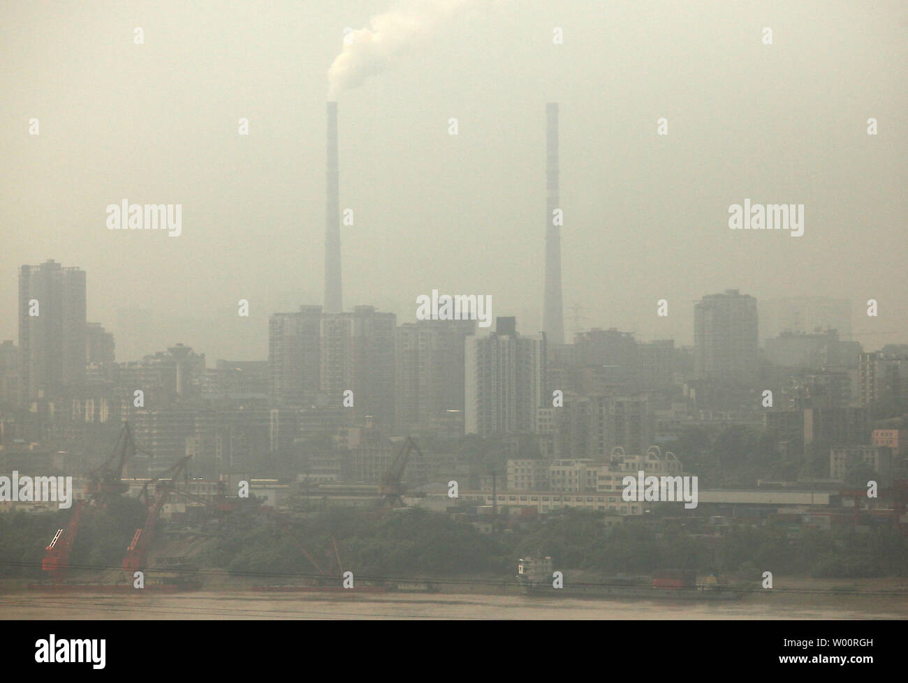 Heavy pollution hangs over central Chongqing, Sichuan Province, August ...
