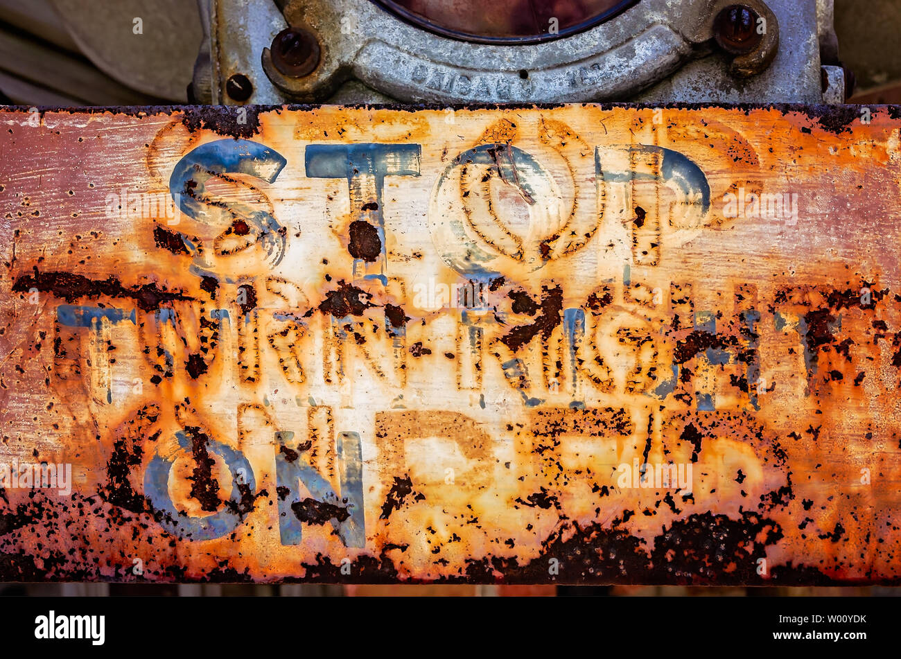 A vintage railroad stop sign is displayed, June 23, 2019, in Meridian ...