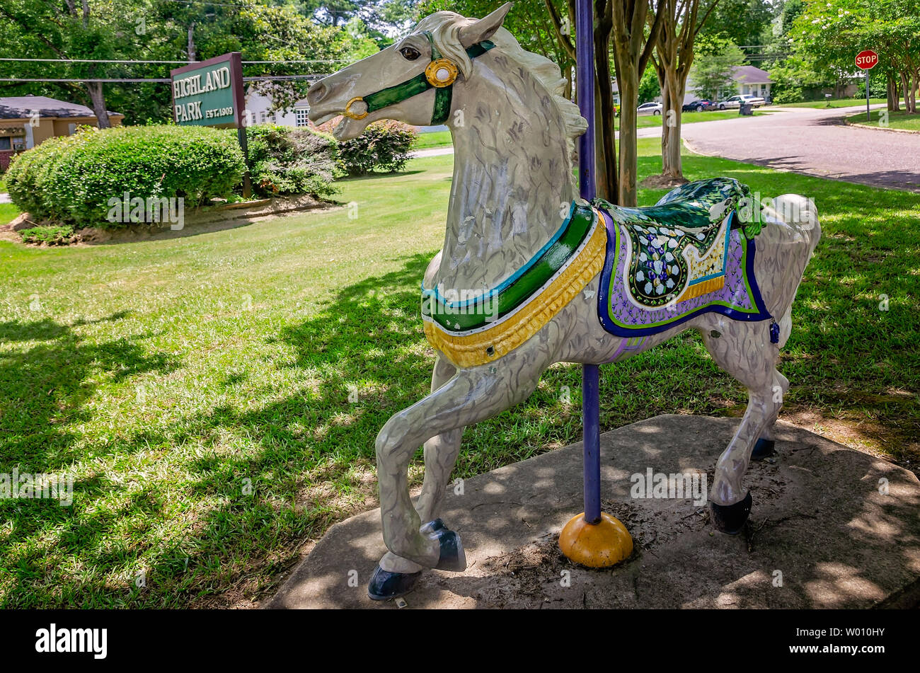 A carousel horse sits outside Highland Park in Meridian, Mississippi on ...