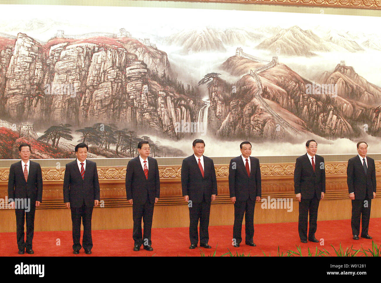 China's newly elected Politburo Standing Committee members (L-R) Zhang ...