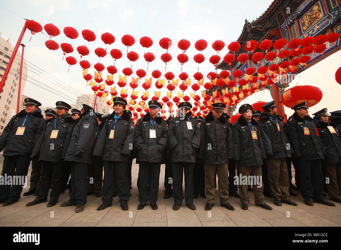 Security guards assemble for duty at the opening ceremony of the Spring ...