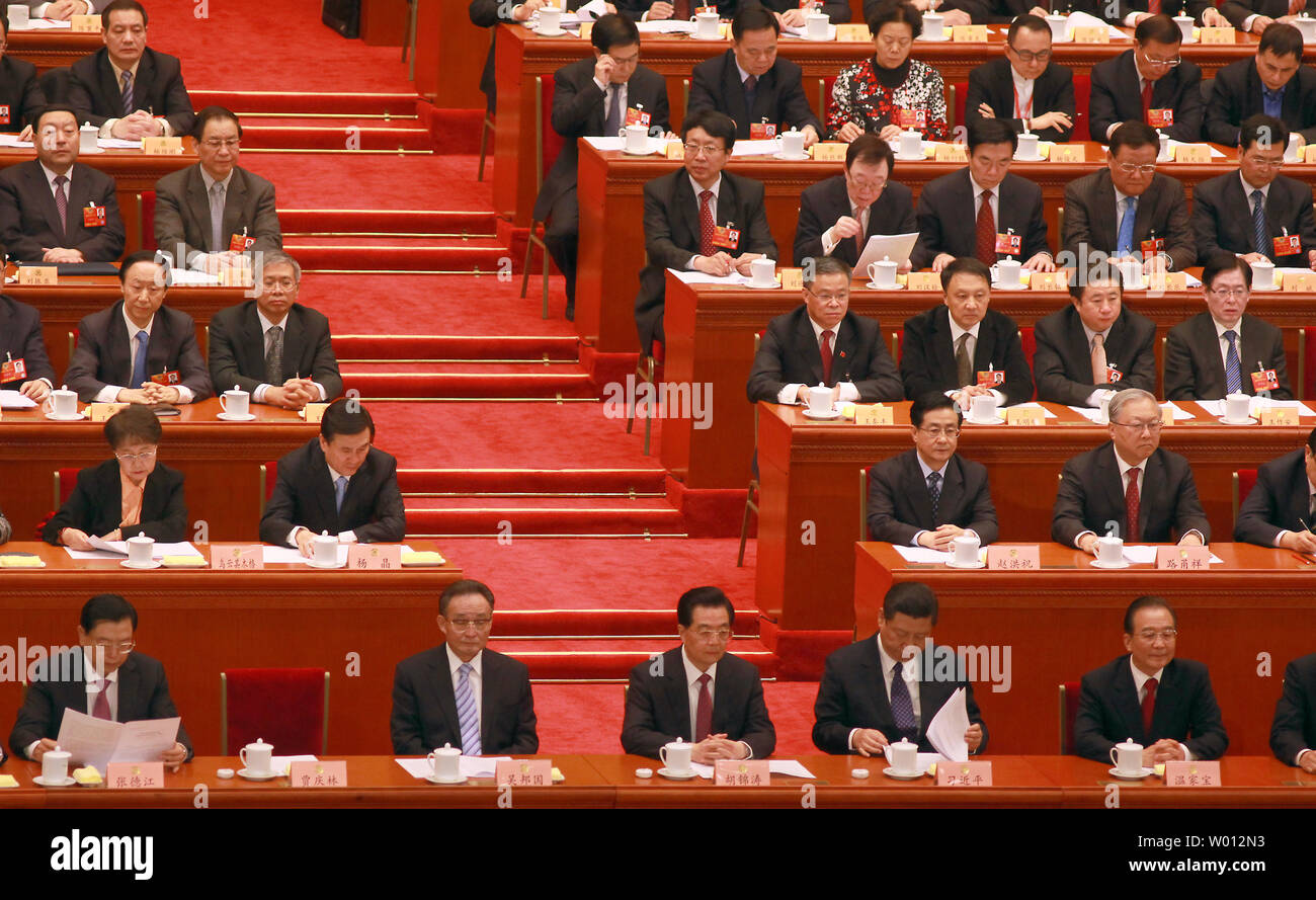 Chinese top leaders and delegates attend the opening of the Chinese ...