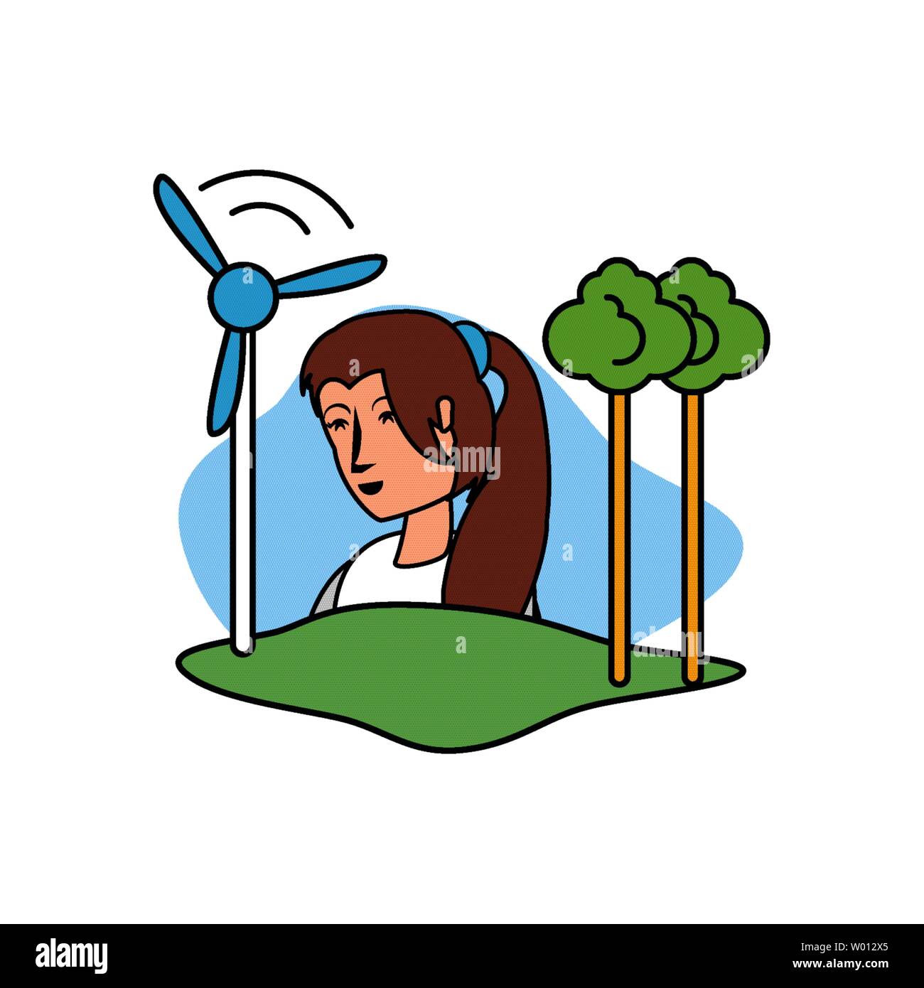 Avatar woman and wind mill design, Sustainability eco friendly green ...